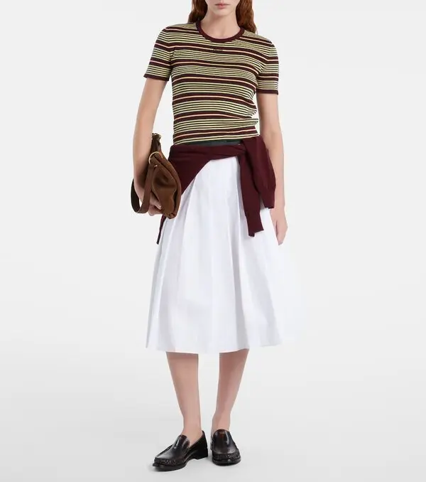 Prada Striped Cotton-blend T-shirt