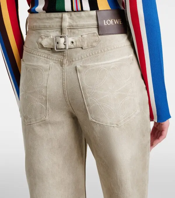 Loewe Wide-leg Jeans In Light Grey - Beige