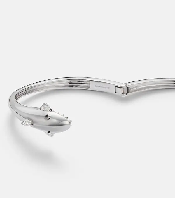 Yvonne Léon Requin 9kt White Gold Bangle With Diamonds