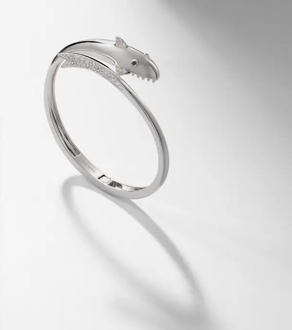 Yvonne Léon Requin 9kt White Gold Bangle With Diamonds