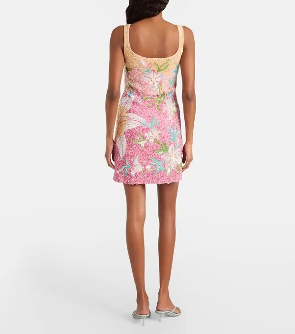 LA FUORI Floral Sequined Mini Dress