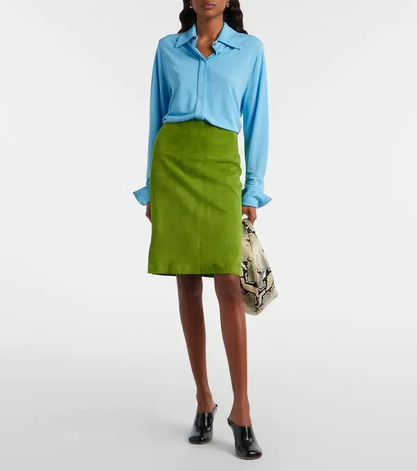 Stouls Gin Suede Midi Skirt - Green