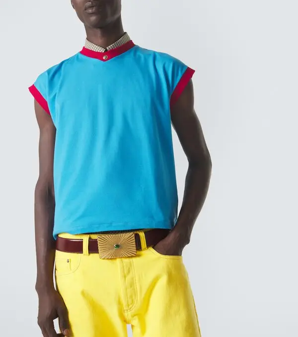 Versace Medusa Cotton-blend Jersey T-shirt - Blue