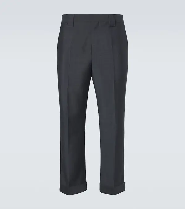 Versace Cropped Wool And Mohair Straight Trousers