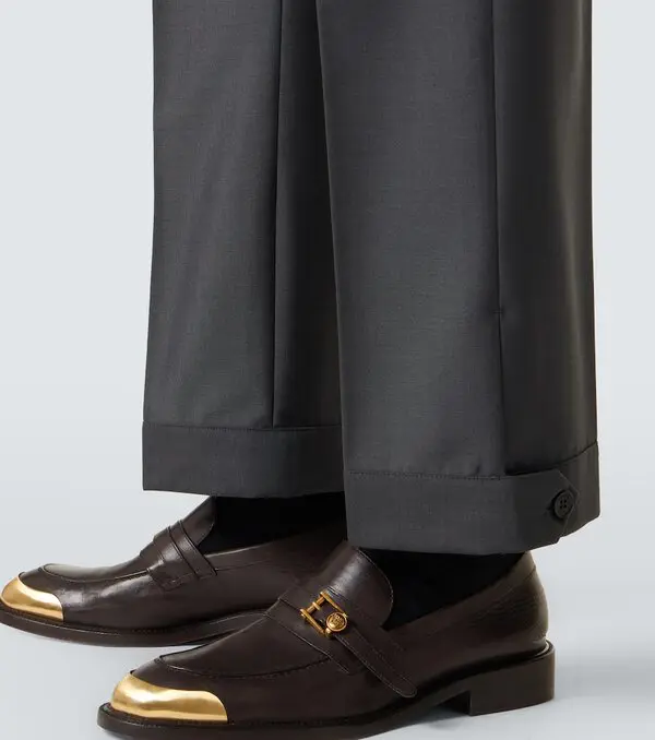 Versace Cropped Wool And Mohair Straight Trousers