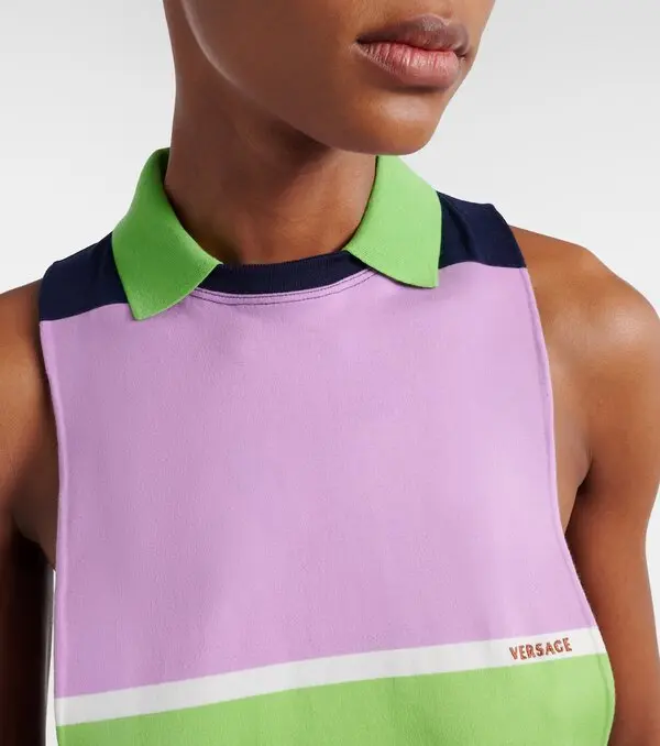 Versace Striped Cotton Jersey Tank Top - Multicoloured