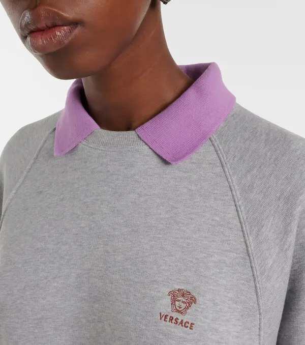 Versace Cotton Jersey Sweatshirt With Polo Collar
