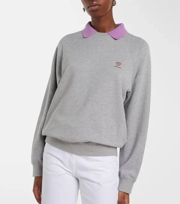 Versace Cotton Jersey Sweatshirt With Polo Collar