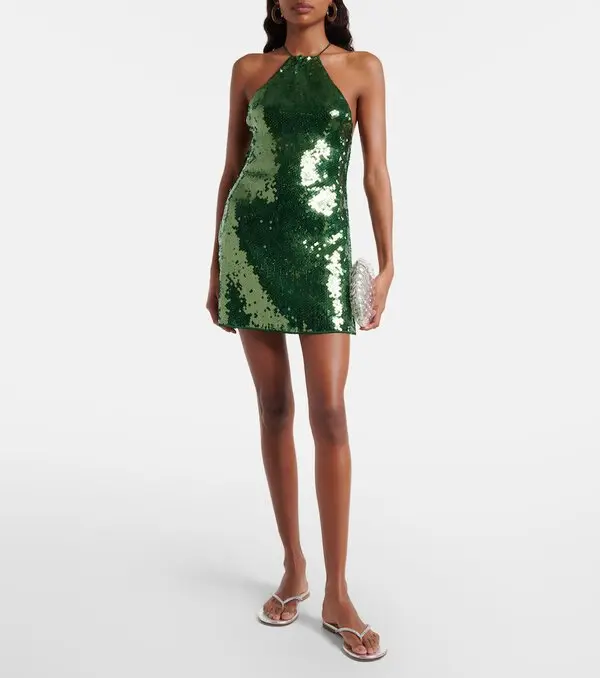 Oseree Marylin Sequined Halterneck Mini Dress