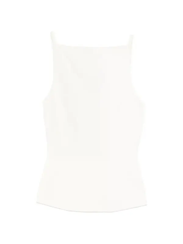 Maje Square-neck Ribbed Knit Top - Neutrals