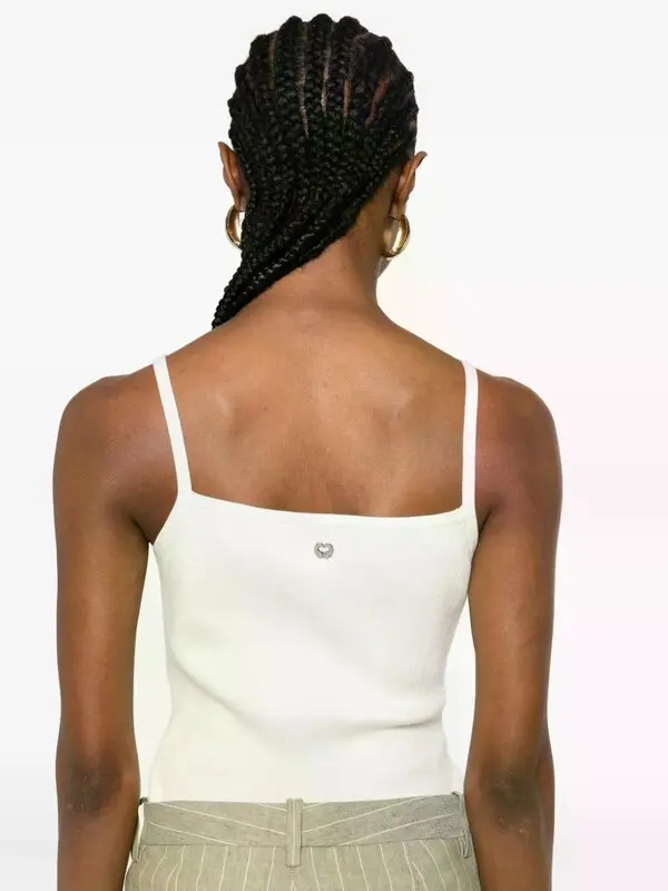 Maje Square-neck Ribbed Knit Top - Neutrals