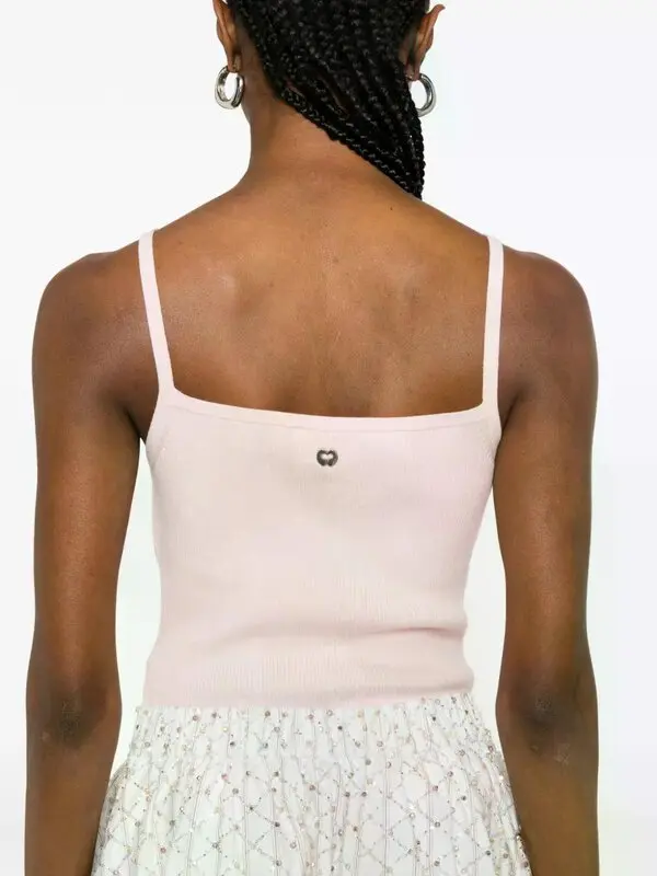 Maje Ribbed High Neck Vest Top - Pink