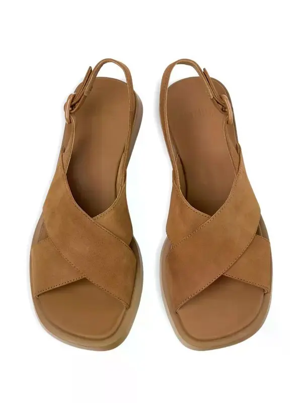 Camper Dana Criss-cross Strap Sandals With Buckled Ankle Strap - Brown