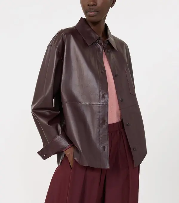 Max Mara Nappa Leather Shirt Jacket