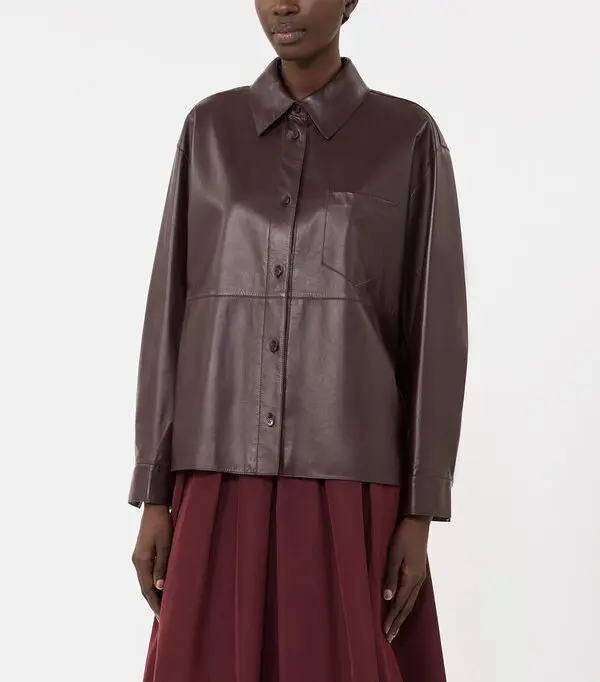 Max Mara Nappa Leather Shirt Jacket