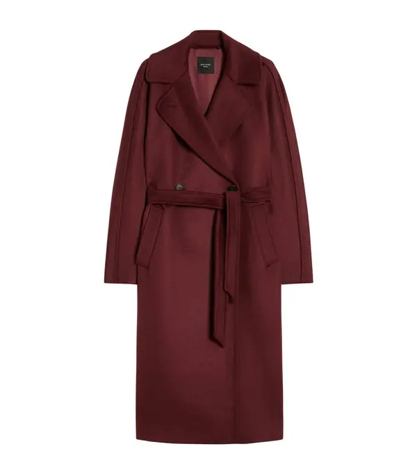 Max Mara Virgin Wool Wrap Coat - Red