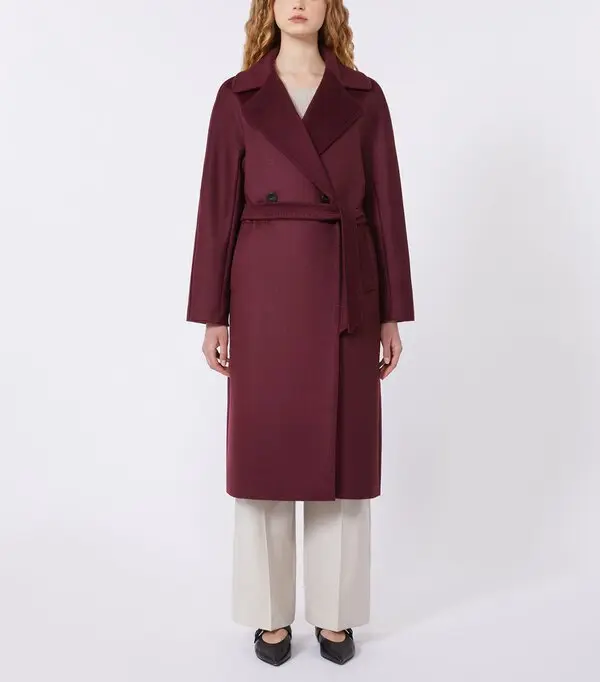 Max Mara Virgin Wool Wrap Coat - Red