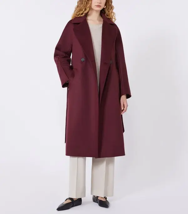 Max Mara Virgin Wool Wrap Coat - Red