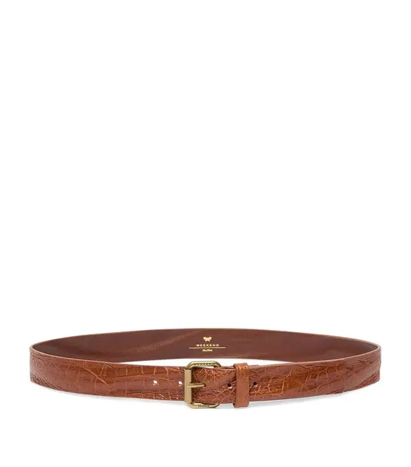 Max Mara Croc-embossed Leather Belt With Gold-tone Buckle