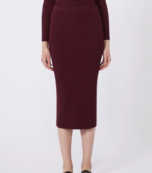 Max Mara Ribbed Knit Midi Skirt