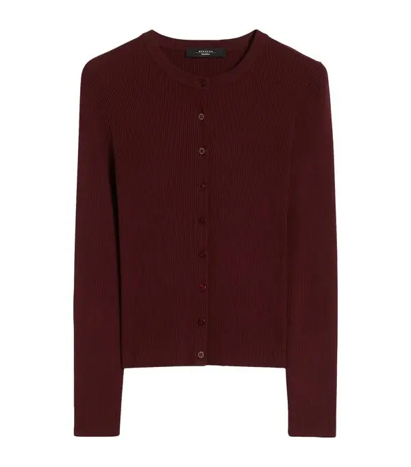 Max Mara Ribbed Crew-neck Cardigan - Red