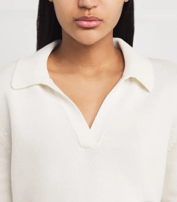 Harrods Cotton-cashmere Collared Sweater - Ivory