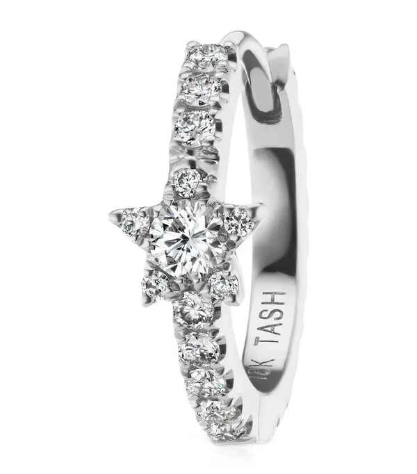 MARIA TASH Diamond Star Eternity Hoop Earring - White