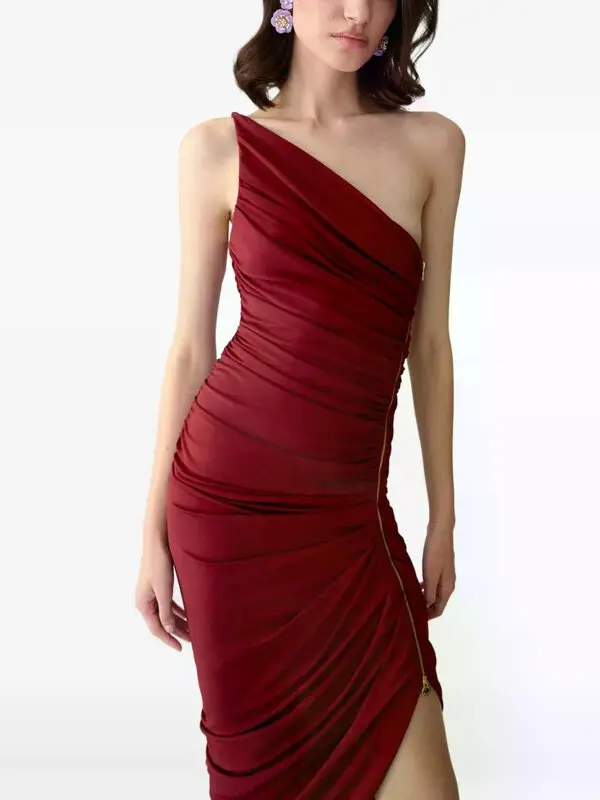 Carolina Herrera Asymmetric Ruched Midi Dress