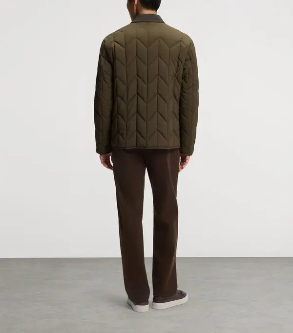 BOSS Padded Field Jacket With Leather Collar