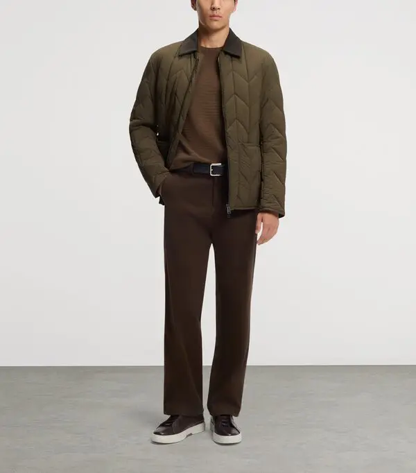 BOSS Padded Field Jacket With Leather Collar