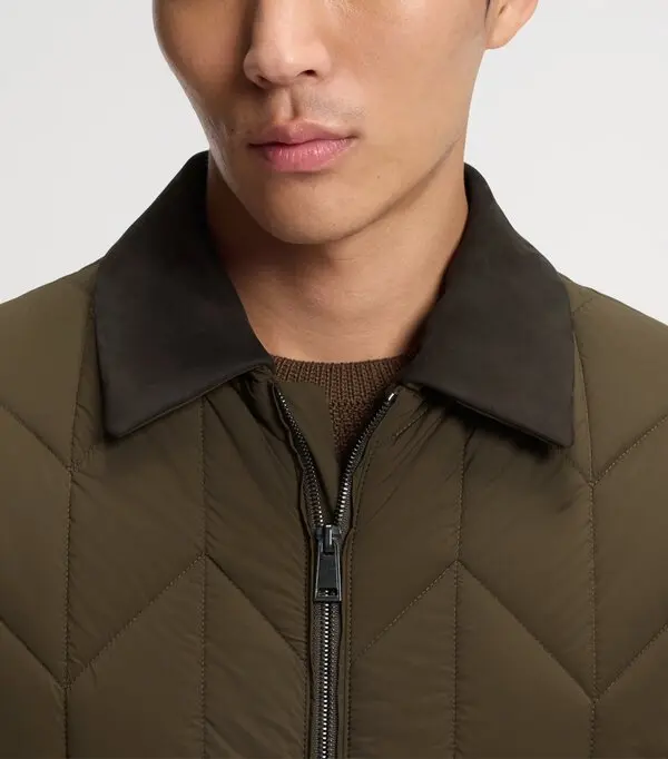 BOSS Padded Field Jacket With Leather Collar