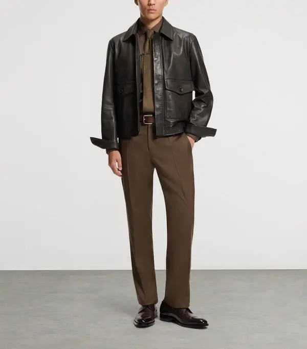 BOSS Aviator Jacket In Hand-waxed Nappa Leather