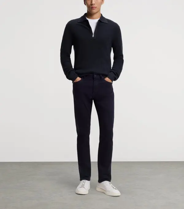 BOSS Virgin Wool Zip-up Polo Sweater