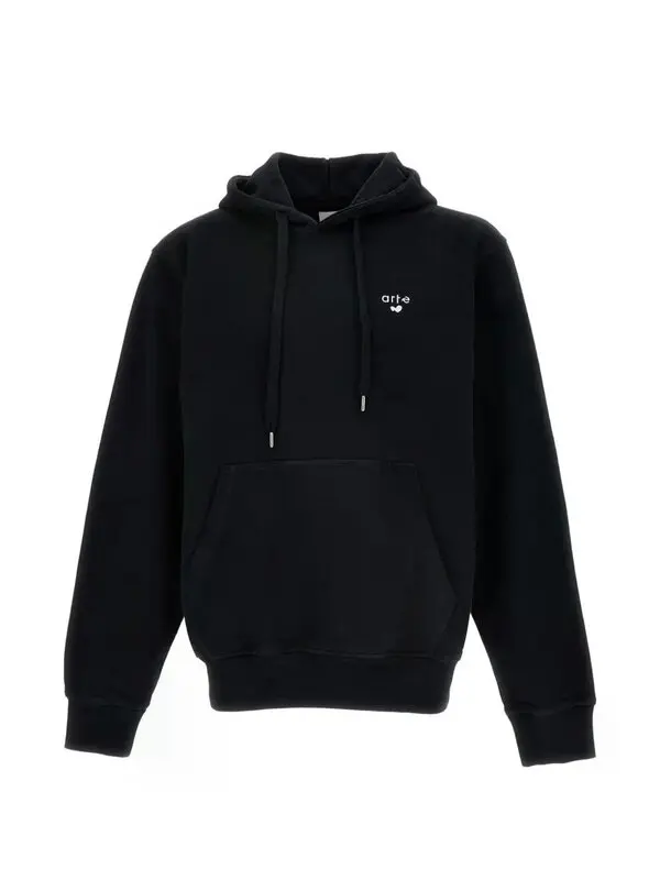ARTE ANTWERP Logo Embroidered Drawstring Hoodie - Black