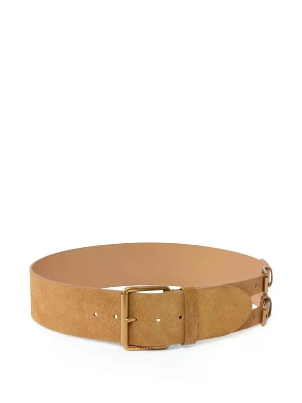 Pinko Double Buckle Leather Belt - Neutrals