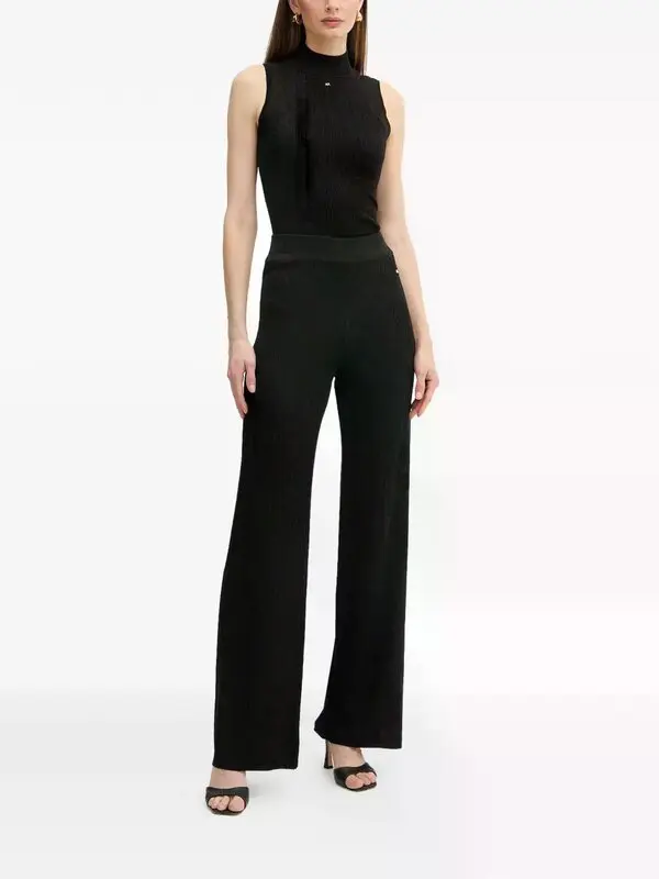 Armani Exchange Ribbed High Neck Sleeveless Top - Black