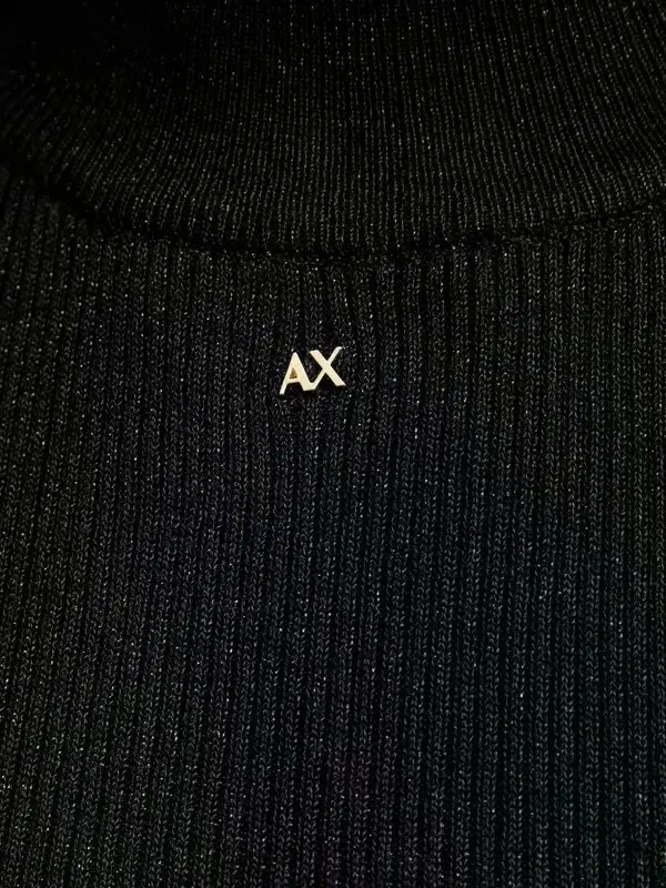 Armani Exchange Ribbed High Neck Sleeveless Top - Black