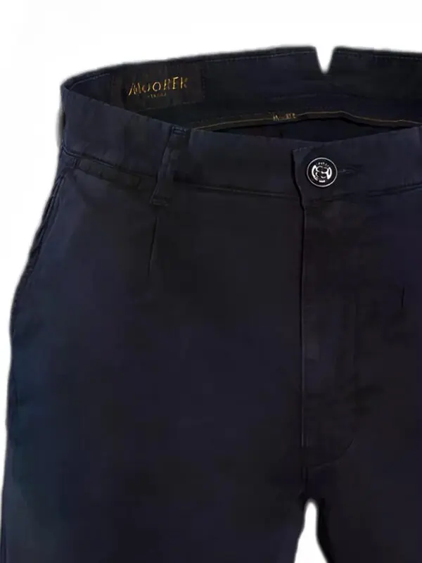 MOORER Tailored Navy Shorts With Rolled Cuffs - Blue