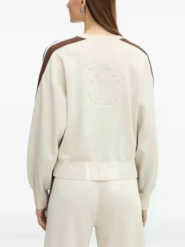 Pinko Crew Neck Striped Sweatshirt With Logo Detail