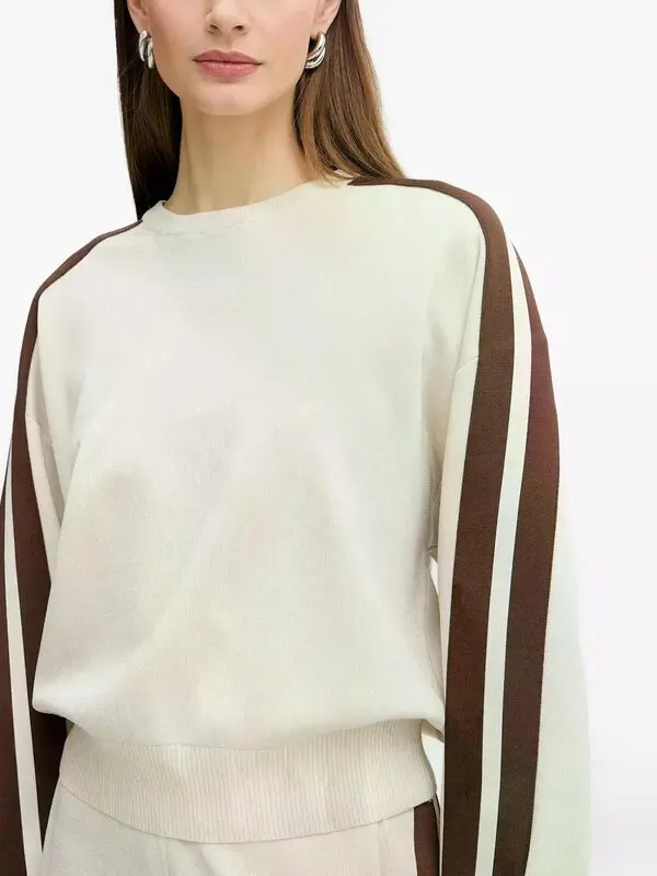 Pinko Crew Neck Striped Sweatshirt With Logo Detail