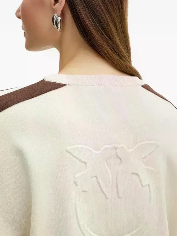 Pinko Crew Neck Striped Sweatshirt With Logo Detail