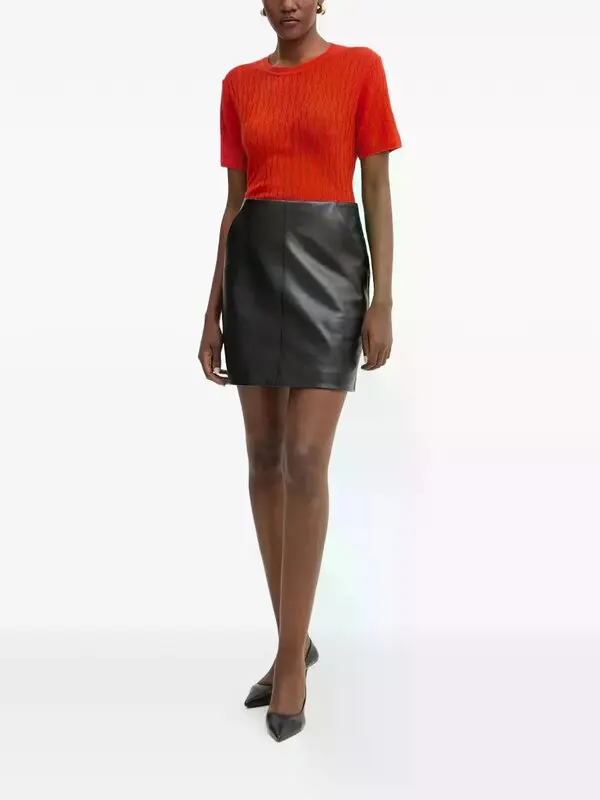 Patrizia Pepe Cable Knit Short Sleeve Sweater