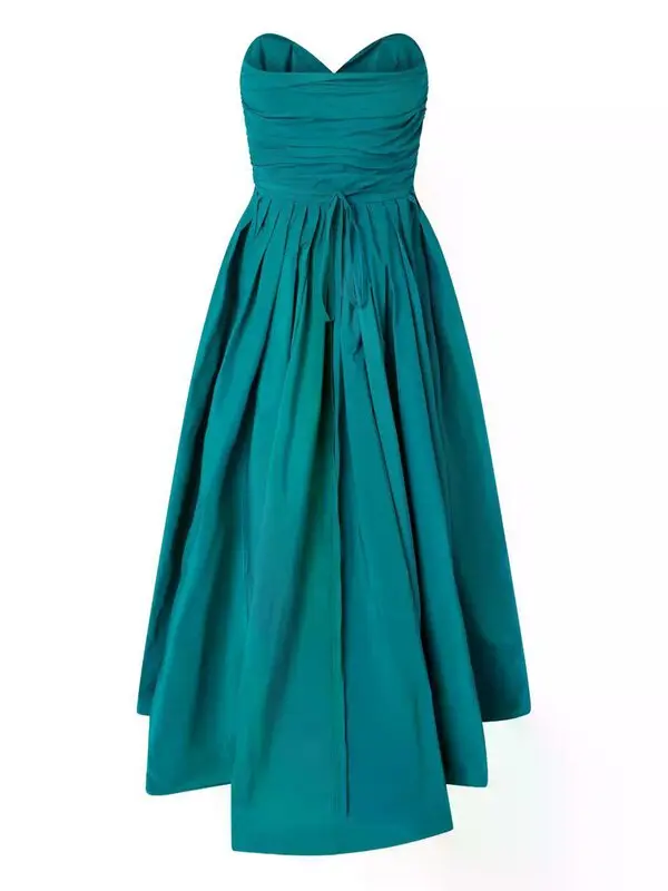 Pinko Strapless Asymmetric Taffeta Gown - Green