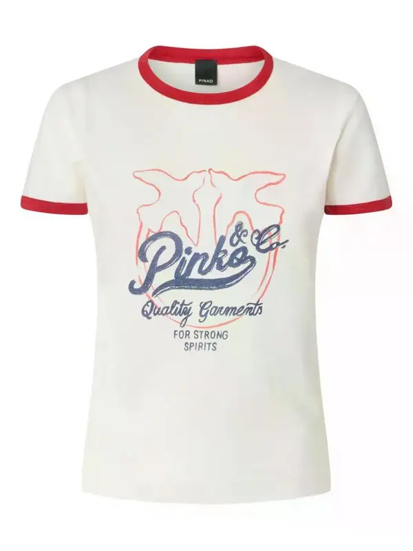 Pinko Printed Trim T-shirt - Neutrals