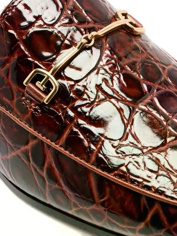 Sam Edelman Croc-effect Loafers With Gold-tone Hardware - Brown