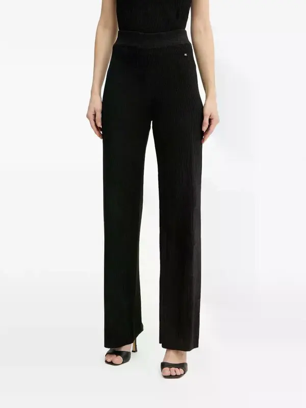Armani Exchange Ribbed Flared Trousers - Black