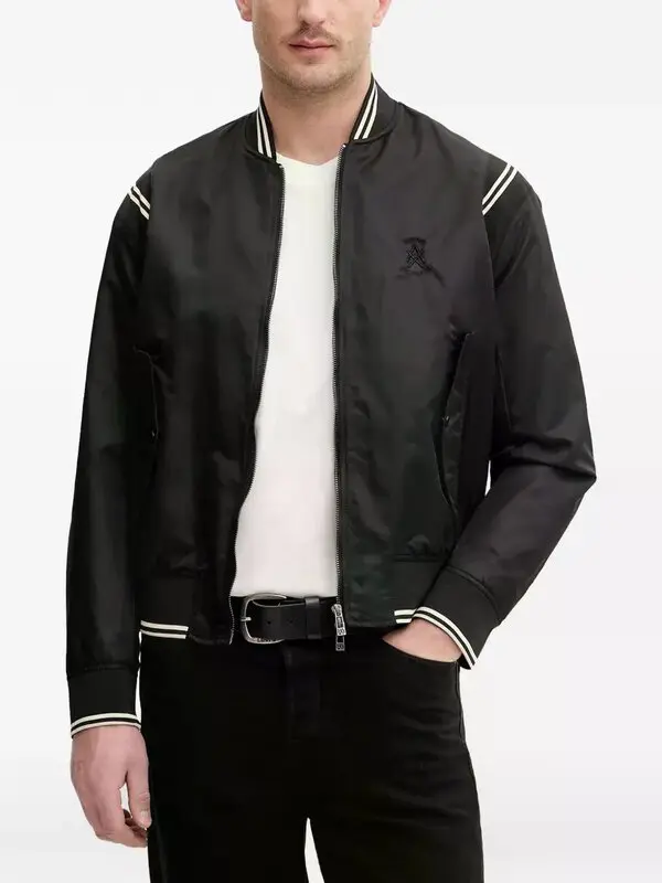 Armani Exchange Zip-up Bomber Jacket With Striped Trim