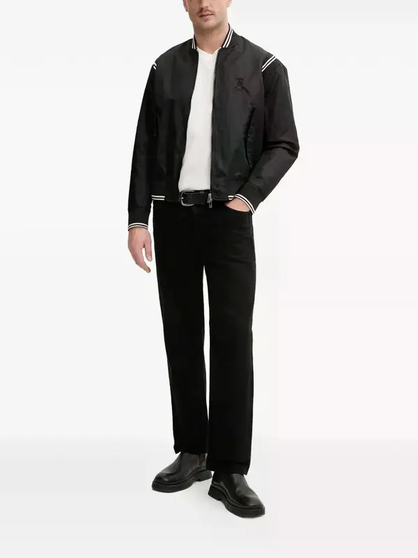 Armani Exchange Zip-up Bomber Jacket With Striped Trim