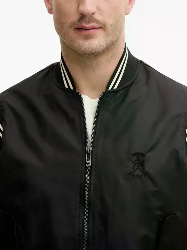 Armani Exchange Zip-up Bomber Jacket With Striped Trim