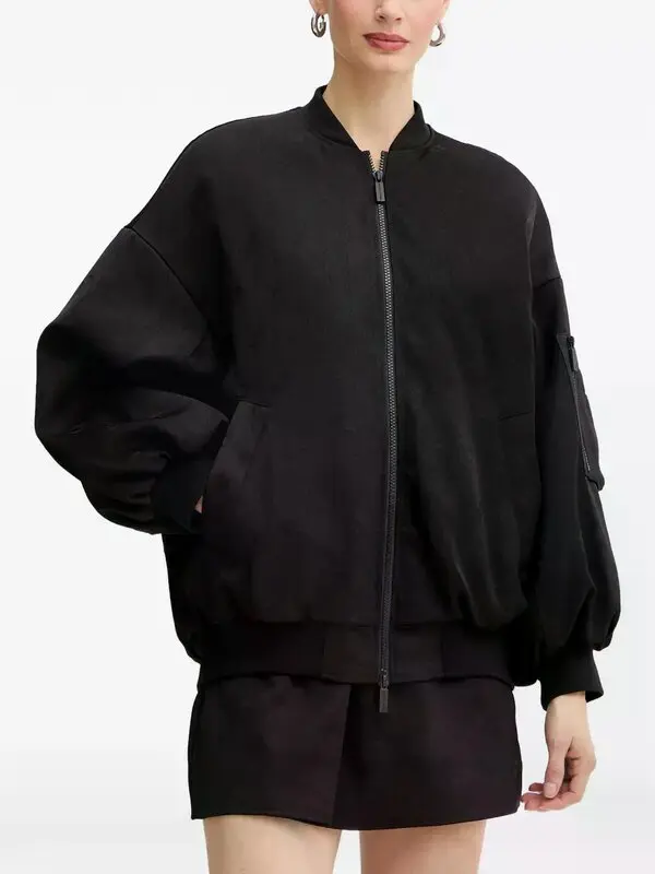 Armani Exchange Ruffled Bomber Jacket - Black